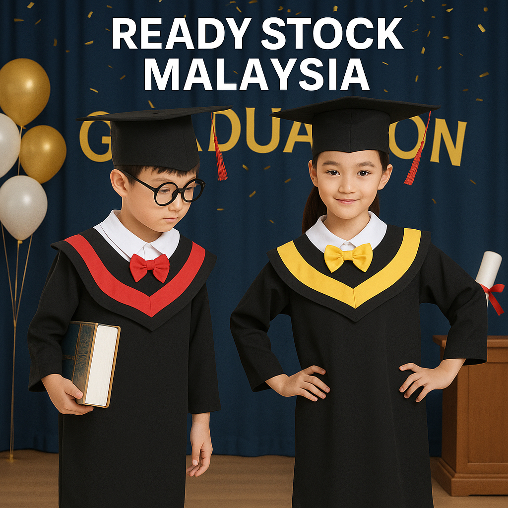 (Ready Stock) Kids Graduation Gown Set with Cap Academic Kindergarten ...