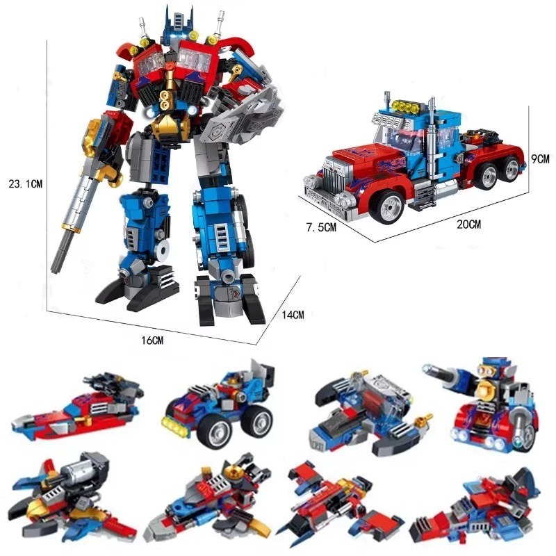 Children's Toys Bricks Vajra Warrior Transformer Optimus 8 in 2 Block ...