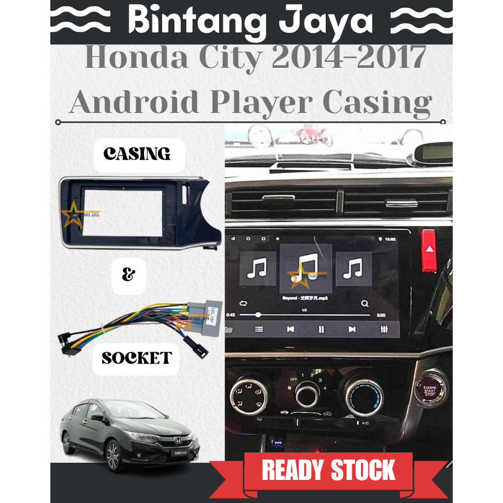 Android Player 10" Casing Honda City 2014-2017 (Low Spec - with Socket ...