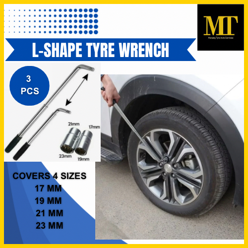 3pcs Heavy Duty L-Shape Tyre Opener Socket Cross Tire Wrench 17/19/21 ...