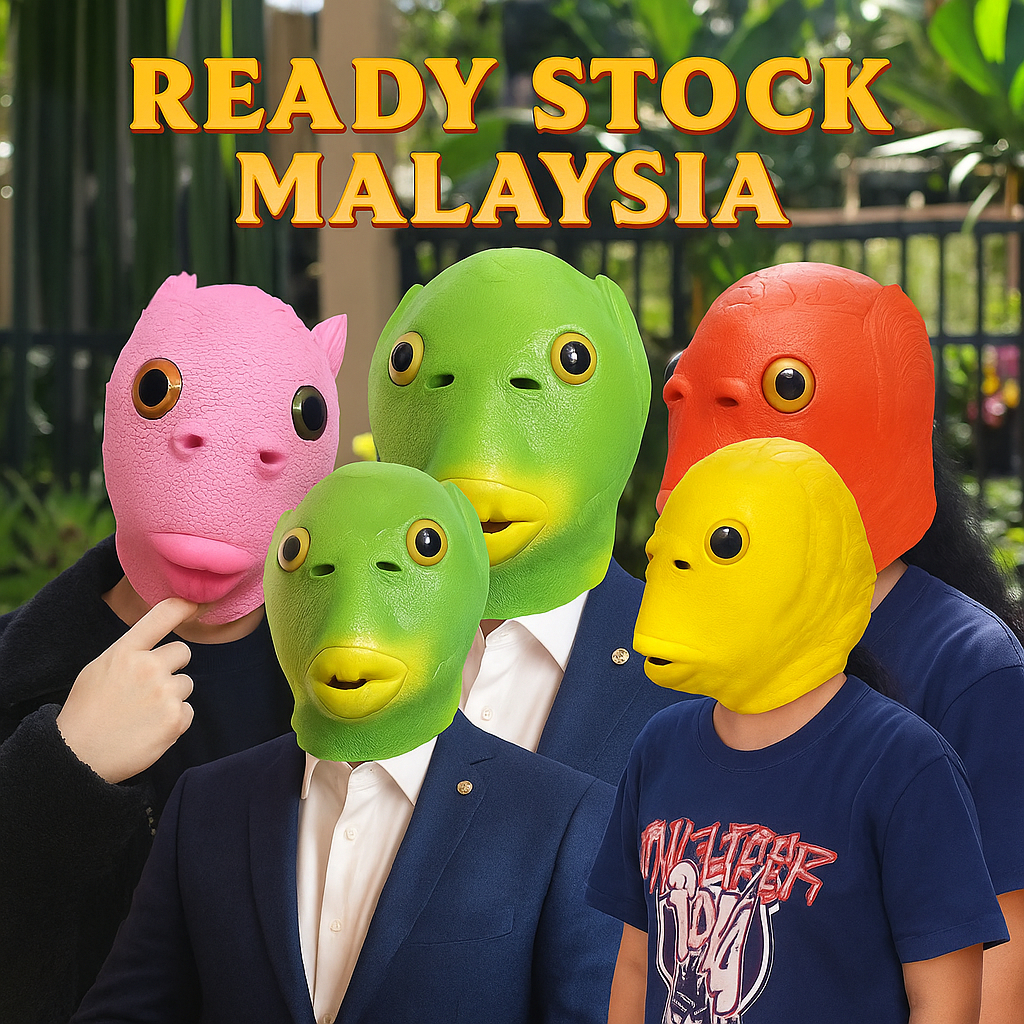 (Ready Stock) TikTok Funny Monster Fish Head Mask Cartoon Horror Costume Cover Cosplay 绿头怪 ...