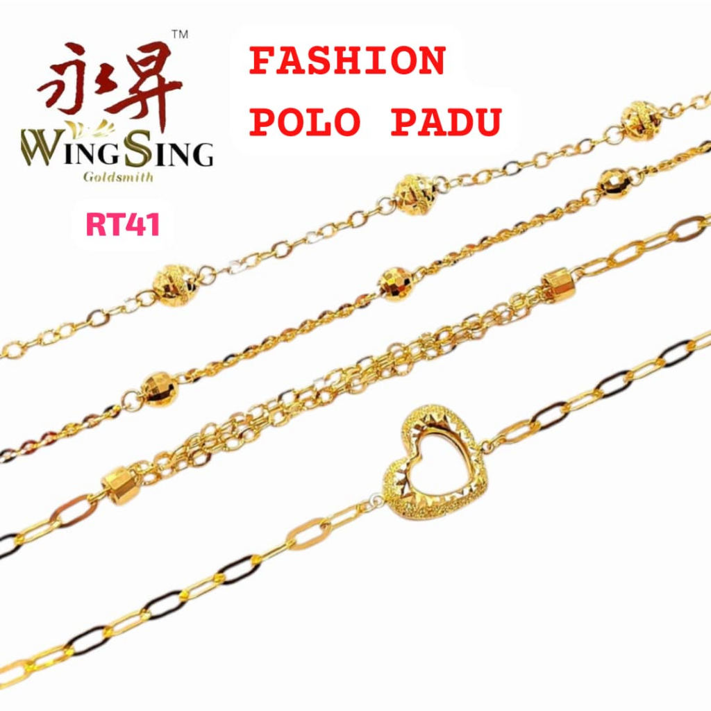 Wing Sing 916 Rantai Tangan Polo Padu Emas / 916 Gold Solid Polo Padu ...