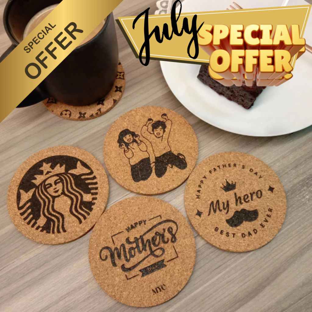 MURAH 🔥Local Seller🔥Cork Coaster Personalized Laser Engraved Coaster ...