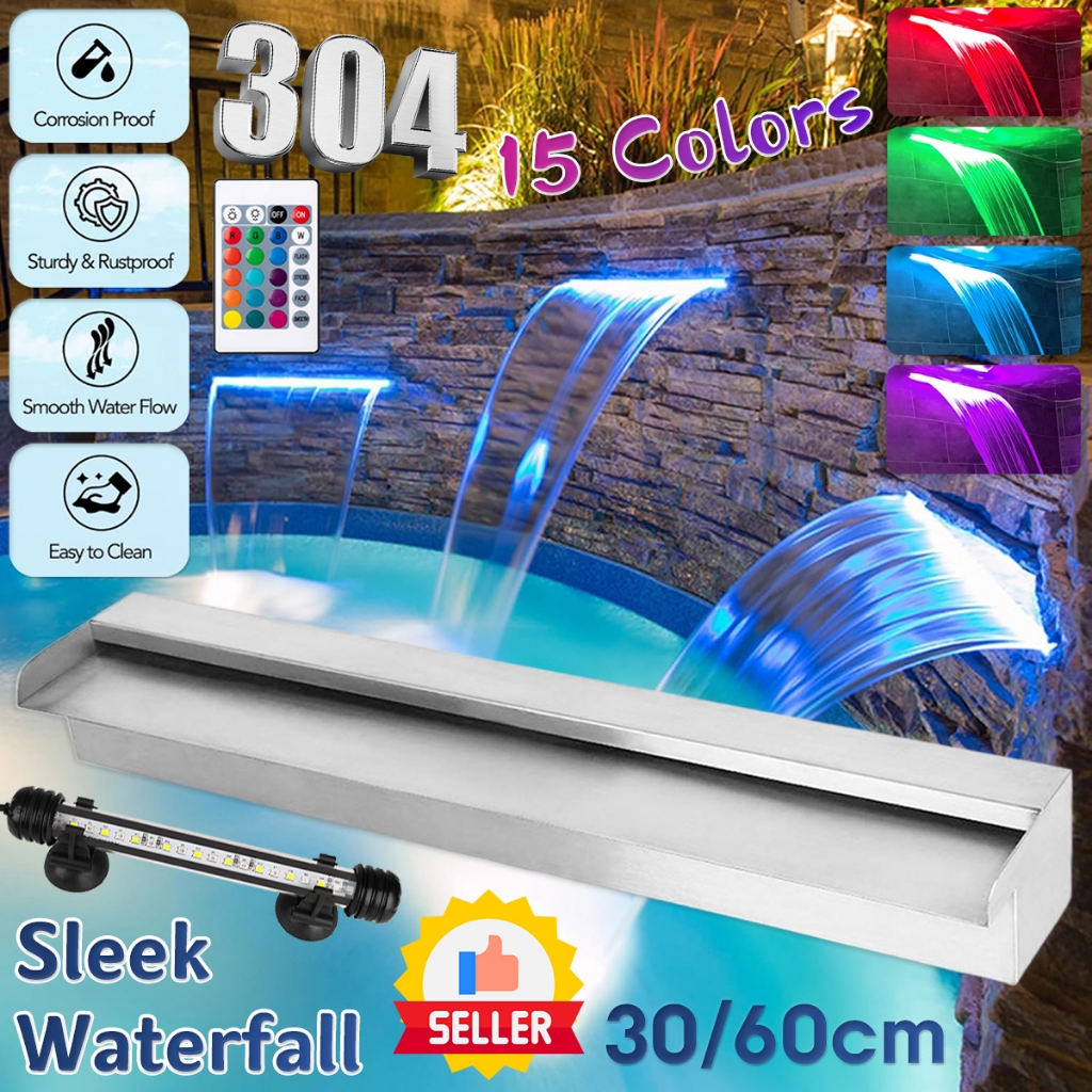 Stainless Steel Waterfall Water Outlet With LED Air Pancut Water ...