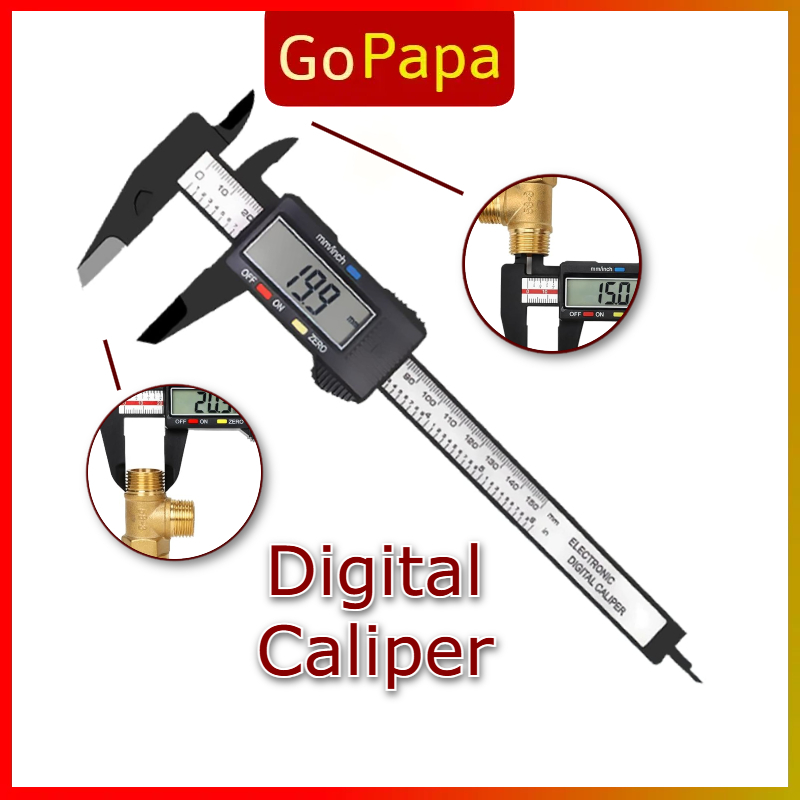 150mm 6 Inch Digital Caliper LCD Vernier Ruler Plastic Measurement ...