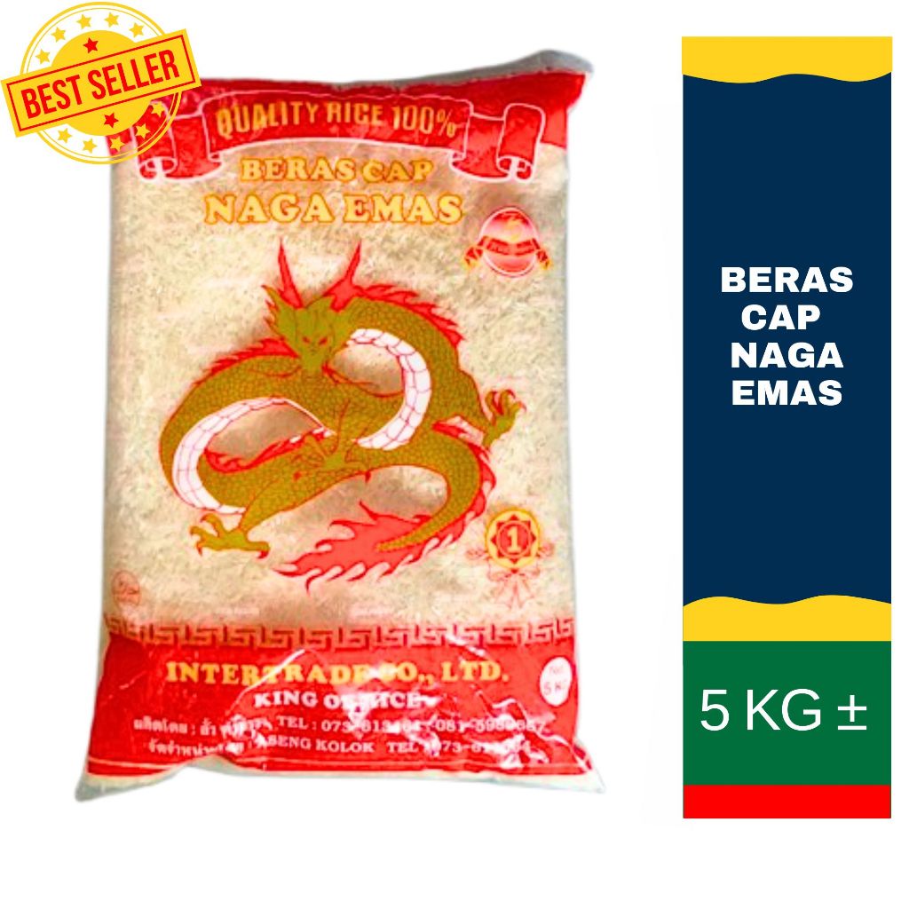 Beras Cap Naga Emas 5 KG± Harum, Lembut & Rasa tradisonal. | Shopee ...