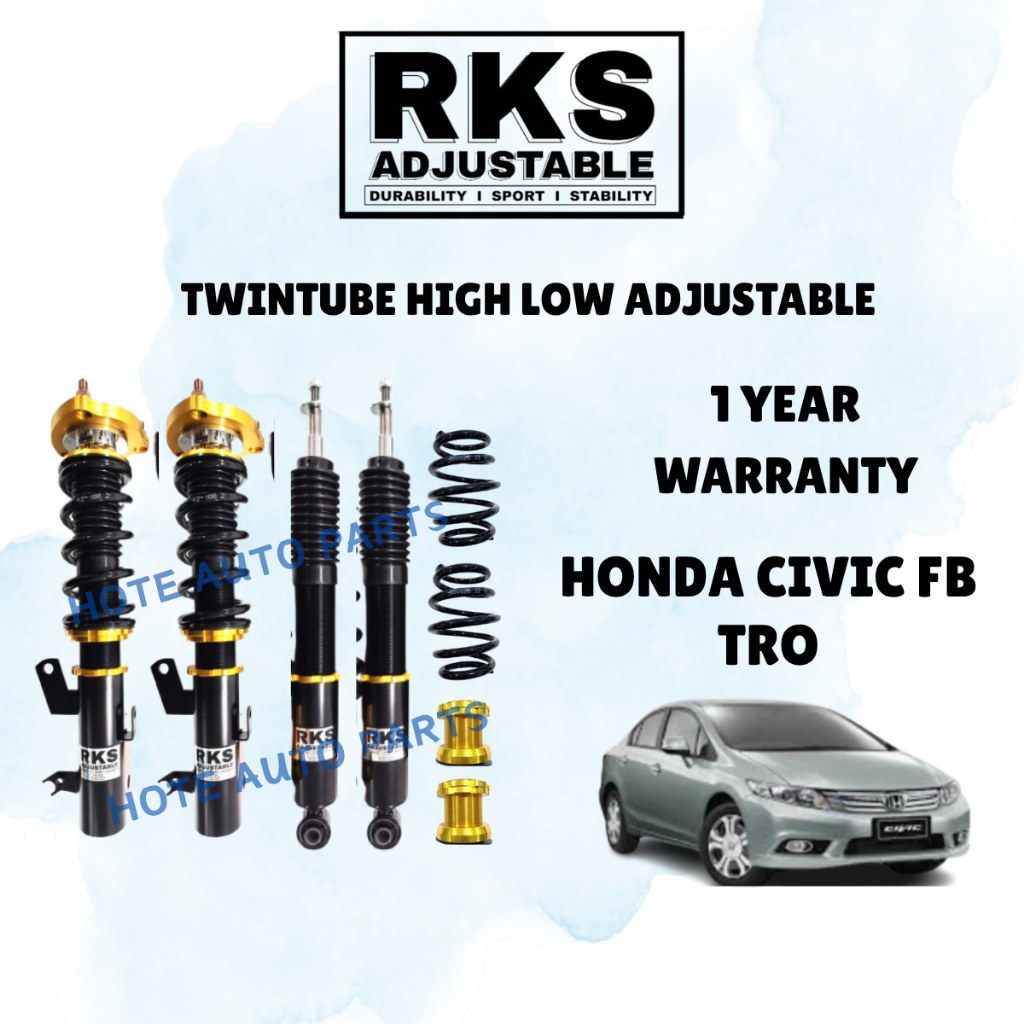 HONDA CIVIC FB TRO ADJUSTABLE ABSORBER SET RKS 1 YEAR WARRANTY (2012 ...
