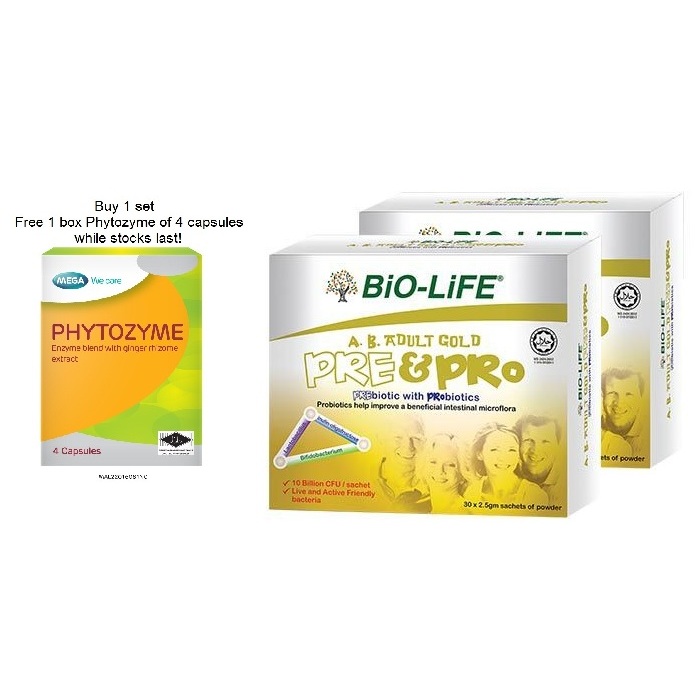 Bio-life AB Adult Gold Pre & Pro Sachets 2x30 sachets (Exp:12/2026)Free ...