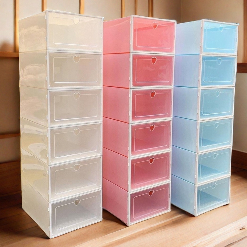 Big Size Hard Plastic Shoe Box Organizer Shoes Rack With Cover Foldable ...