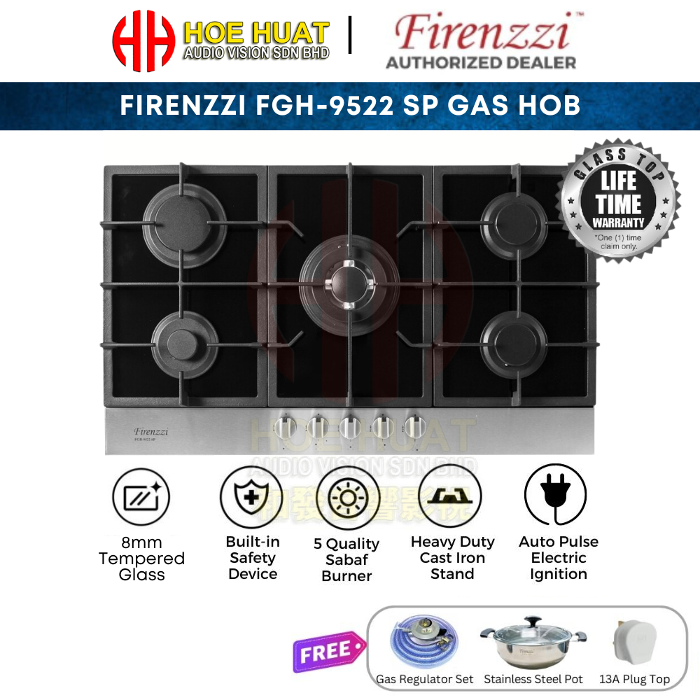 【READY STOCK】Firenzzi FGH-9522 SP 5 Sabaf Burner Tempered Glass Top ...