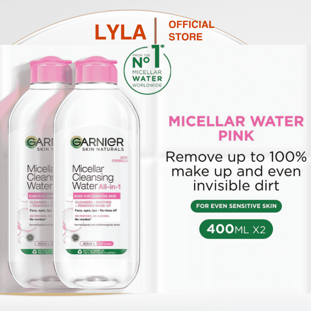 Micellar Water Pink Facial Cleanser and Makeup Remover - For Sensitive ...