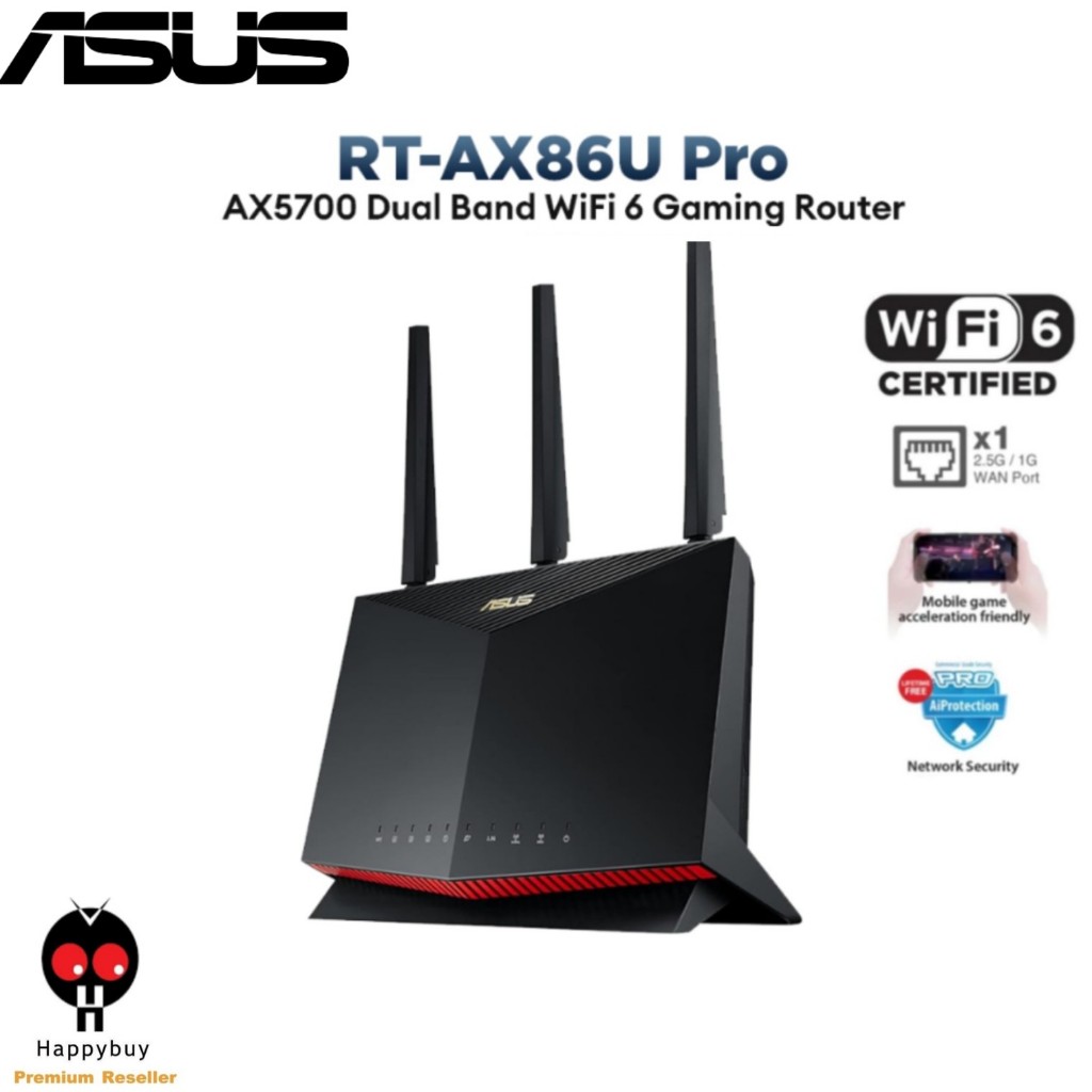 ASUS RT-AX86U Pro WiFi 6 AX5700 Dual Band Wireless Gaming Router | Shopee Malaysia