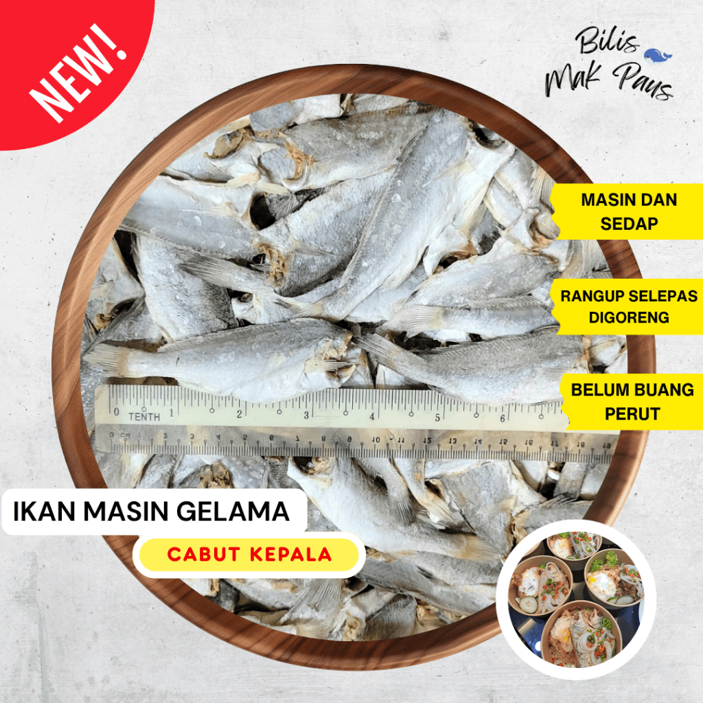 🐋 Ikan Masin Gelama Cabut Kepala Ikan Kering Gelama Kecil Ikan Gelama ...