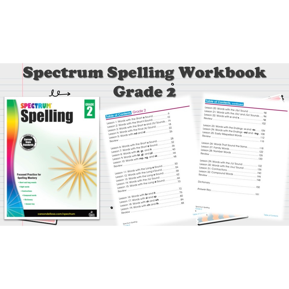 [PRE581] 212 pages Spectrum Spelling Workbook Grade 2 Worksheet for Pre ...