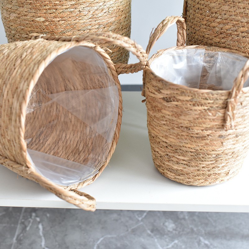 Handmade Straw Flower Pots Flower Pots Potted Plants Flowers Home Hug ...