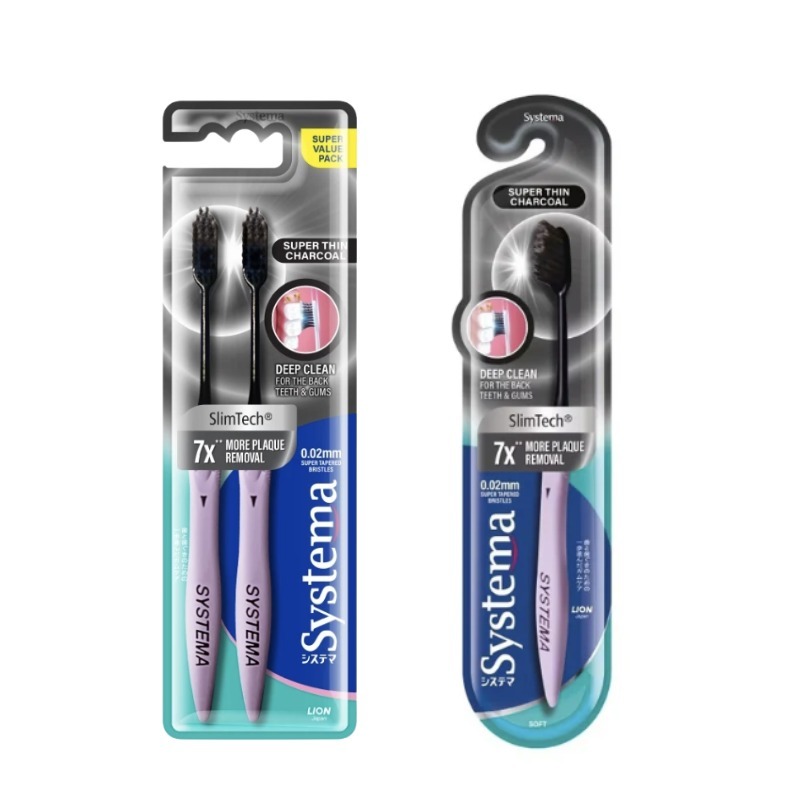 SYSTEMA TOOTHBRUSH - SUPER THIN CHARCOAL - Soft (1's / 2's) | Shopee ...
