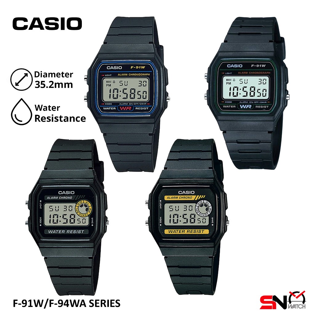 [100% Original] Casio F-91W F-94WA Square Face Unisex Digital Watch ...