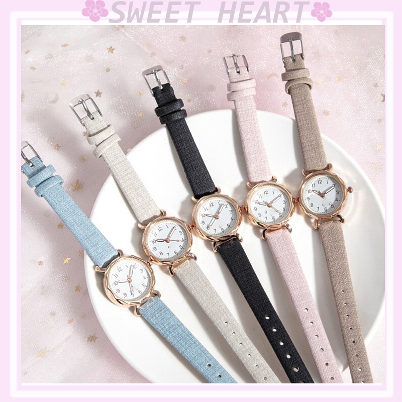 Korean Style Simple Cute Watch Roman Scale Thin Strap Watch Fashionable ...