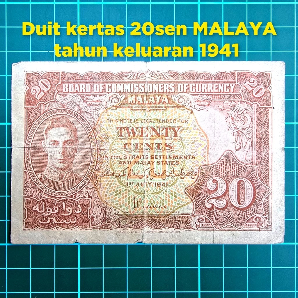 (A413) 20sen malaya king duit kertas lama duit syiling lama barang ...