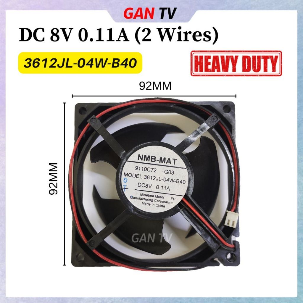 Heavy Duty Panasonic DC8V 0.11A (2 Wires) 92*92*18mm 3612JL-04W-B40 ...