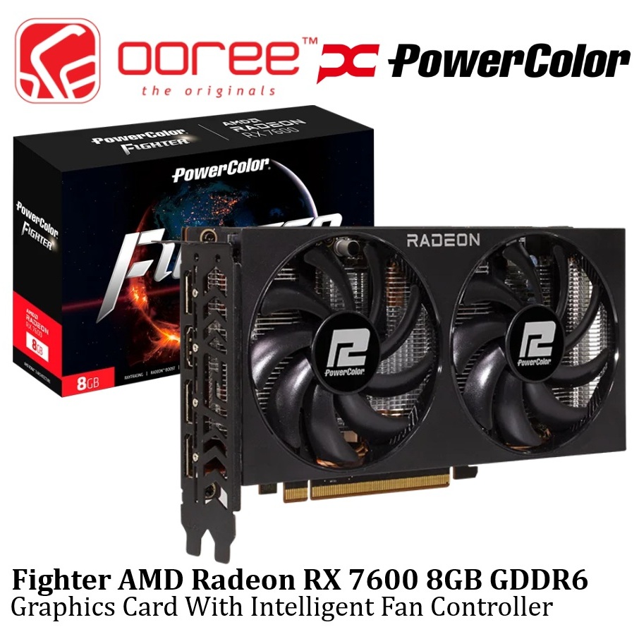POWERCOLOR FIGHTER AMD RADEON RX 7600 8GB GDDR6 128BIT GRAPHICS CARD ...