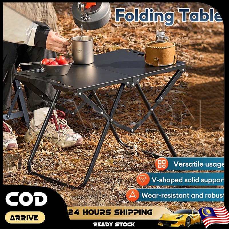 Meja Lipat Mudah Alih Camping Table Foldable Aluminium Mesh table Meja ...