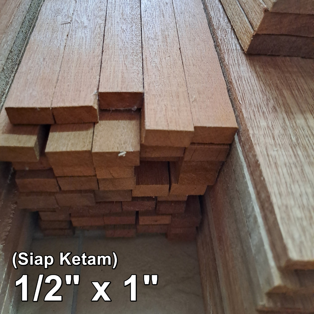 1/2" x 1" Solid Kayu Meranti Merah Wood Kayu Perabot Quality (Siap ...