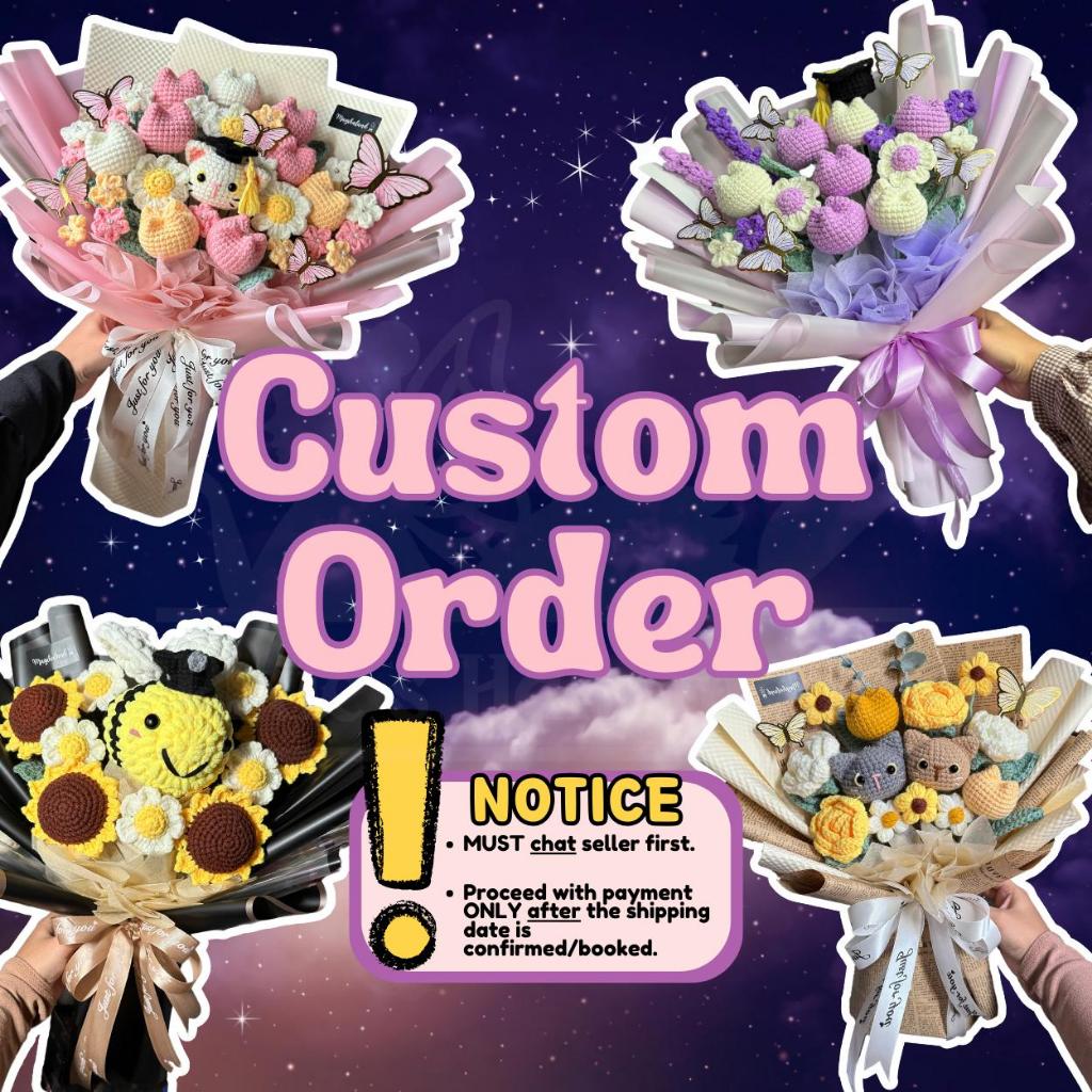 (Pre-order) Crochet Flower Crochet Bouquet Crochet Custom Made Bunga ...