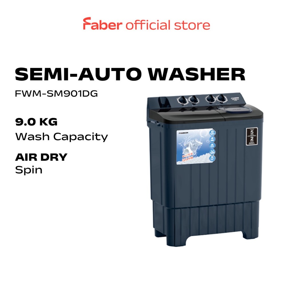 Faber Semi-Auto Washer FWM-SM901DG 9KG Washing Machine | Shopee Malaysia