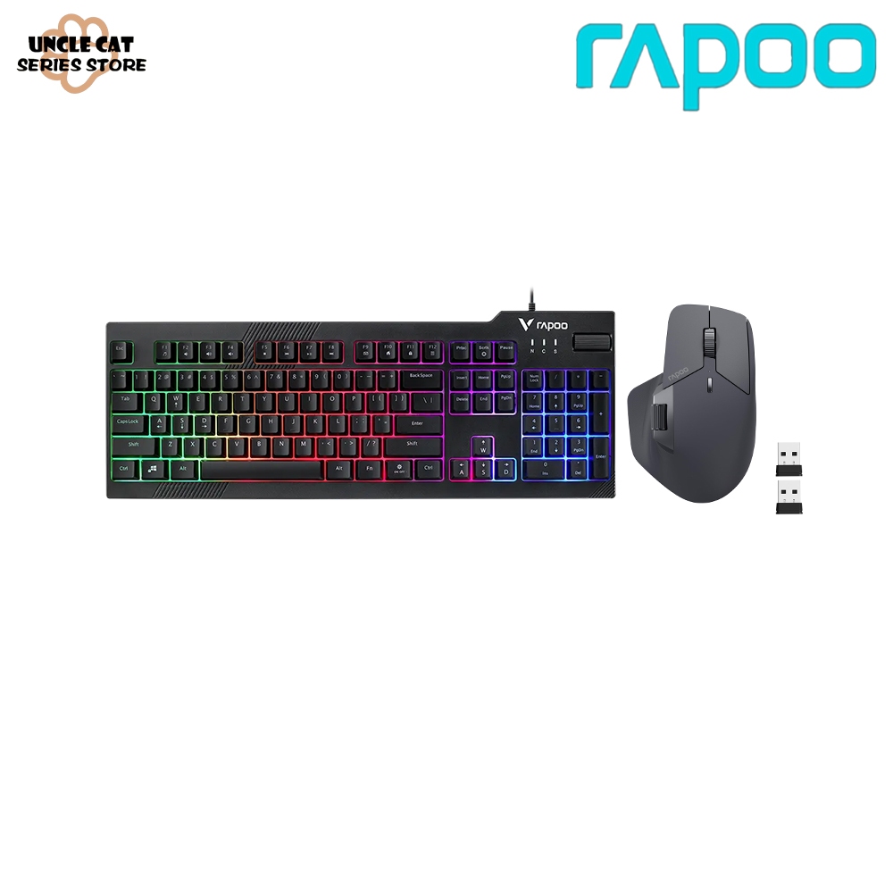 COMBO Rapoo Multi-mode Wireless Optical Mouse MT760 Series+Rapoo V50S RGB Backlit Gaming ...