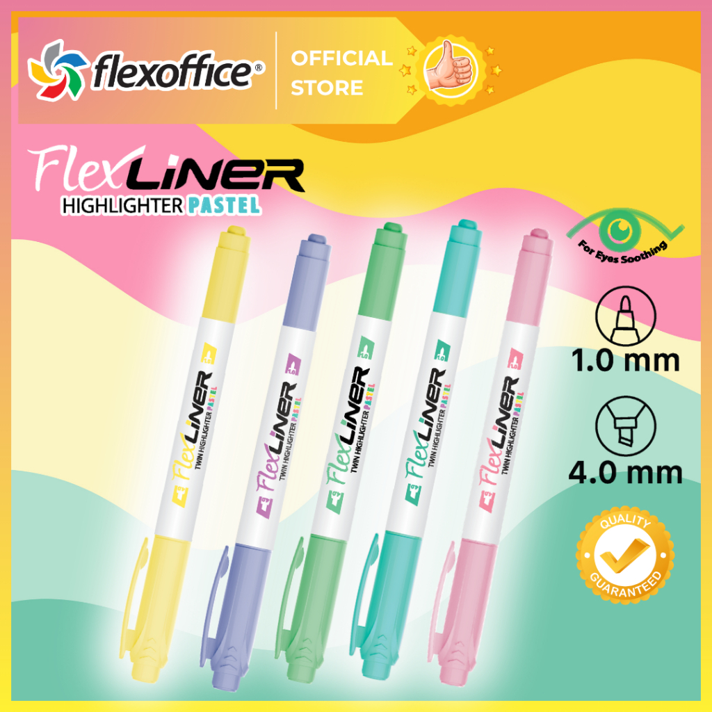 FlexOffice FlexLiner Pastel Highlighter (1 Pc) - Dual Nib for School ...