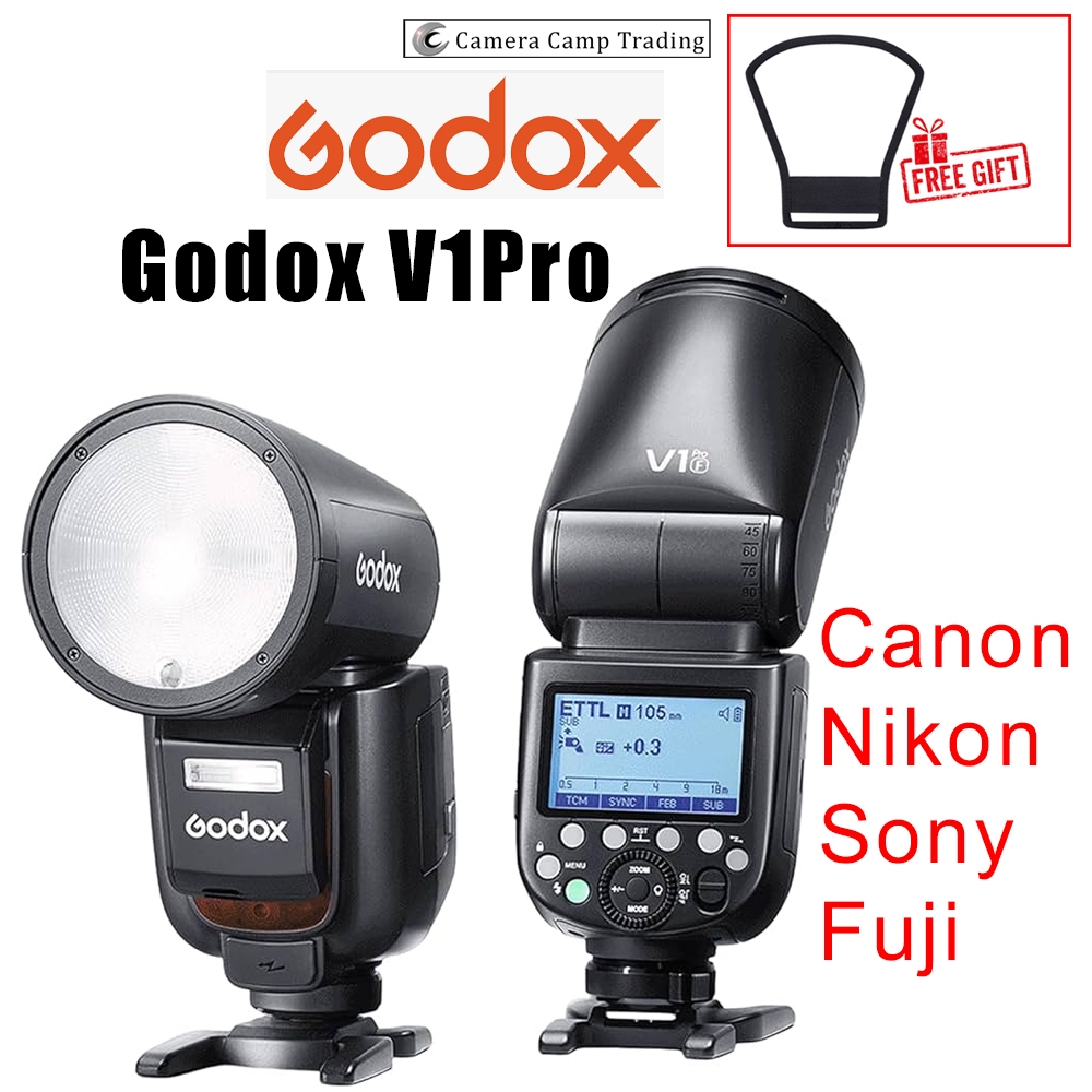 Godox V1Pro TTL Li-ion Round Head Camera Flash compatible with camera Canon Nikon Sony Fuji ...