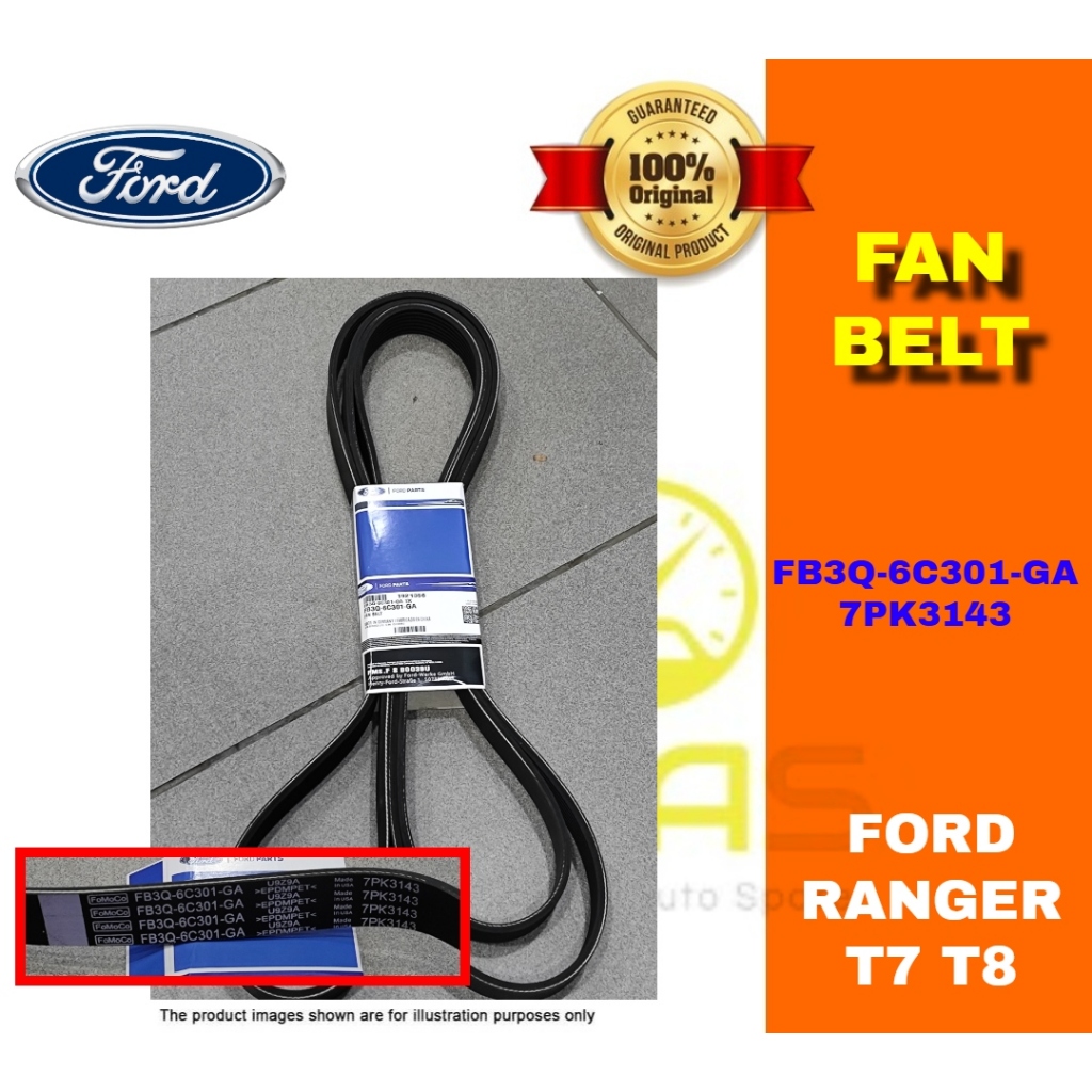 ( 100 % ORIGINAL ) FORD FAN BELT 7PK3143 FB3Q-6C301-GA FORD RANGER T7 ...