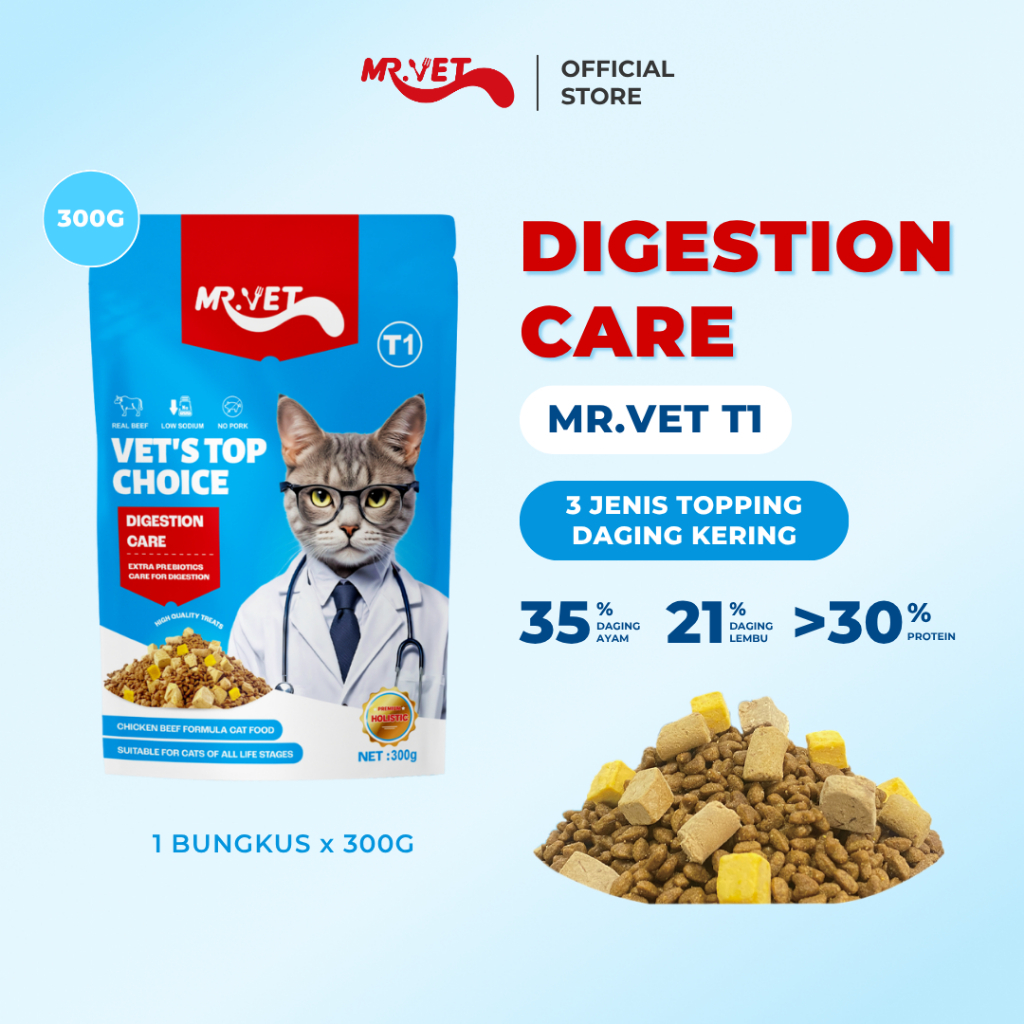MR.VET Cat Food T1 Pack 300G With Chicken & Beef, Helps Reduce Hairball ...