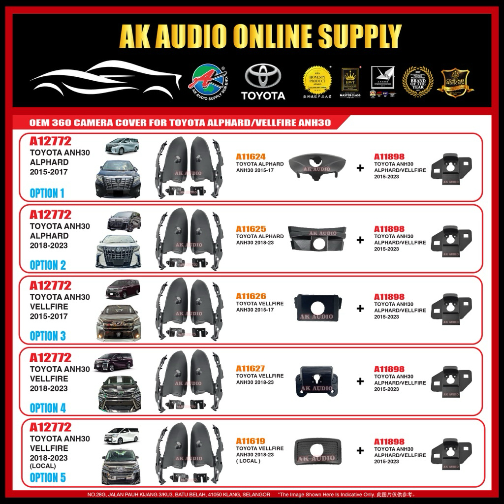 ( SET ) OEM 360 PANORAMIC Camera Cover Toyota ALPHARD / VELLFIRE ANH30 ...