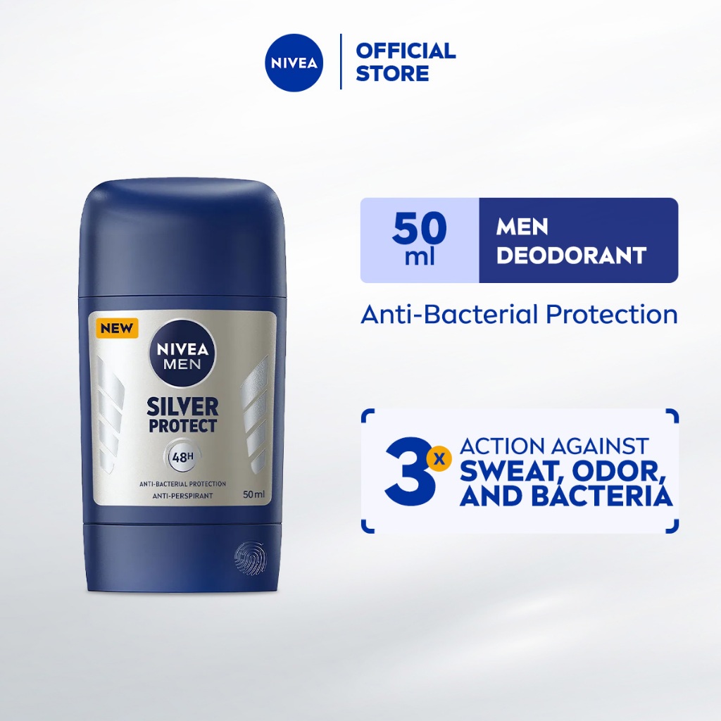NIVEA MEN Silver Protect Deodorant Stick 50ml | Powerful Antibacterial ...