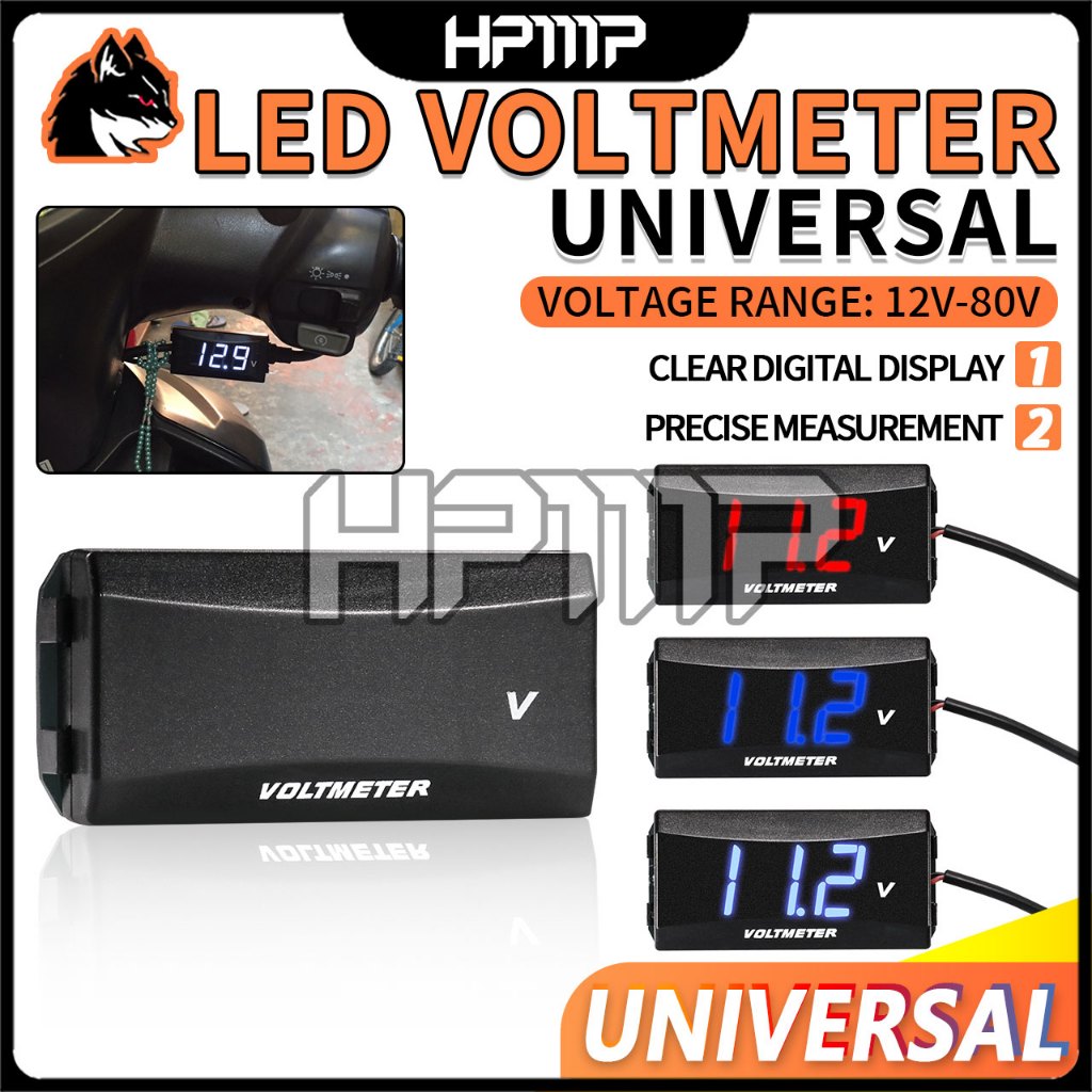 Volt Meter LED Display Digital Voltmeter 12V 24V Volt Gauge Panel Meter ...