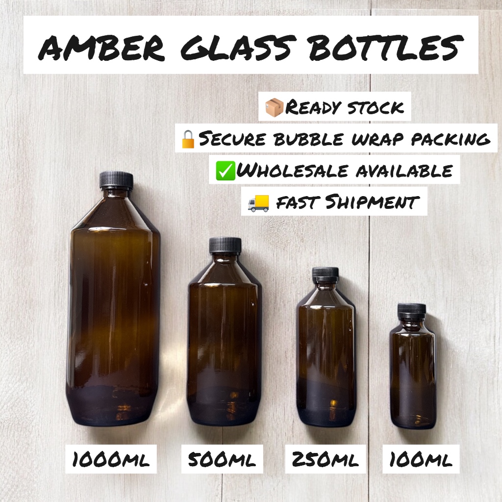 Amber Glass Bottle – Botol Kaca Amber – 琥珀玻璃瓶 100ml / 250ml / 500ml ...