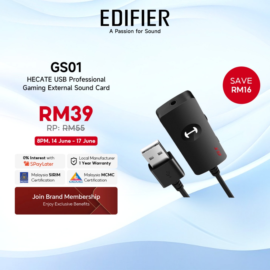 Edifier Hecate GS01 Professional Gaming USB External Sound Card - Microphone Switch and Volume ...