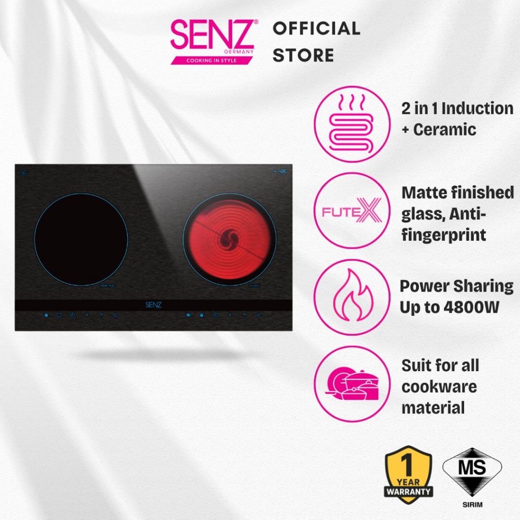 SENZ 2 In 1 Built-In Induction Heat Resistance Ceramic Smart Cooker SZ ...