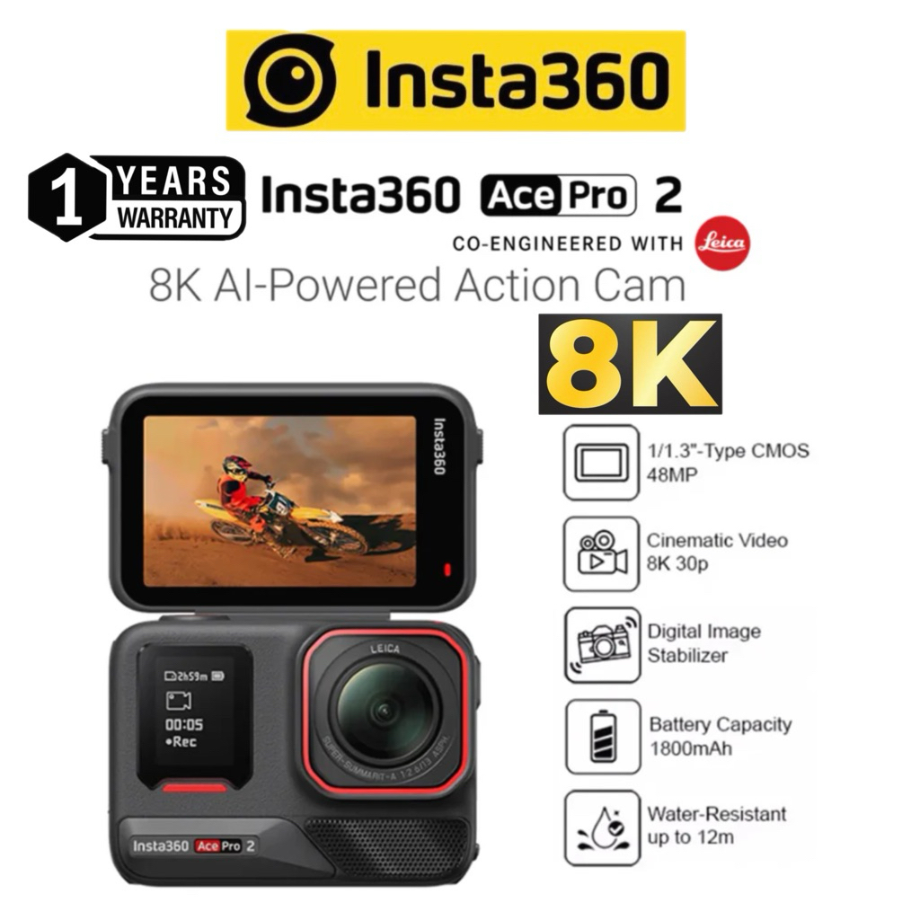 (INSTA360 MALAYSIA WARRANTY)INSTA360 ACE PRO 2 8K AI-POWERED ACTION CAMERA (1 YEARS WARRANTY ...