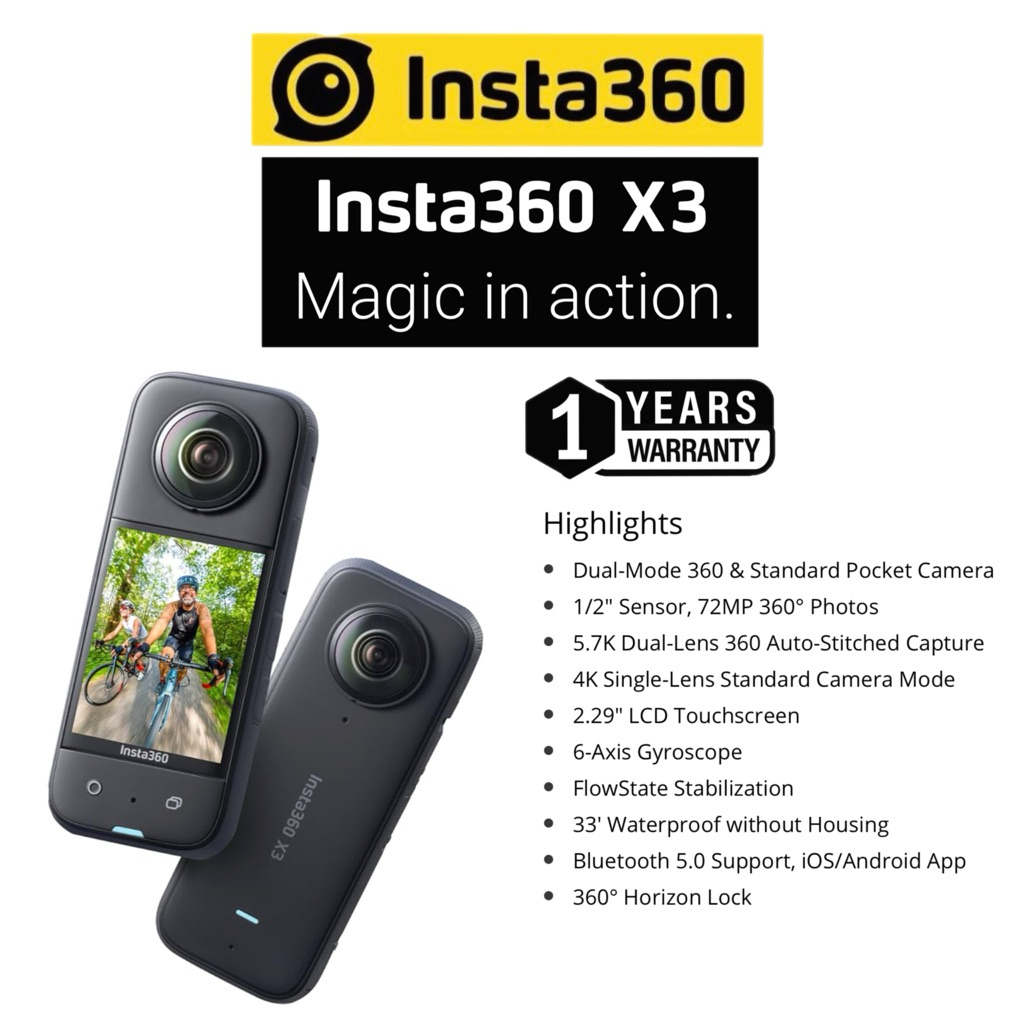 (INSTA360 MALAYSIA WARRANTY)INSTA360 X3 DUAL MODE 360 STANDARD POCKET ...
