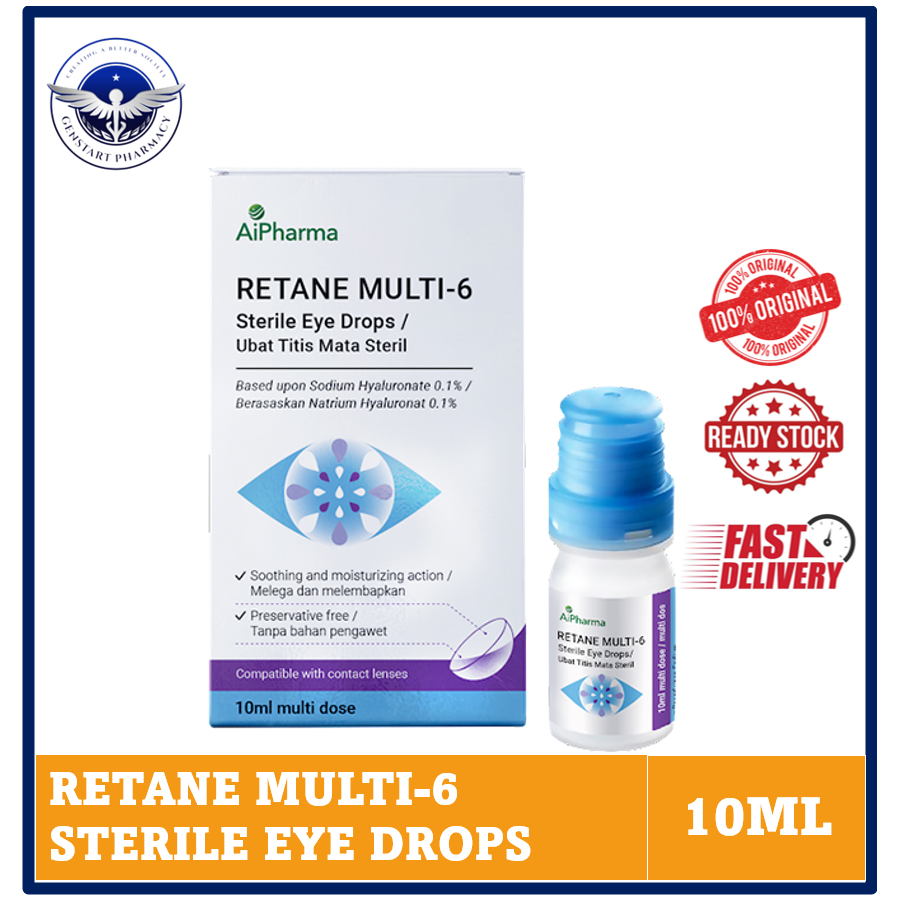 AiPharma Retane Multi-6 Sterile Eye Drops Preservative Free (10mL ...