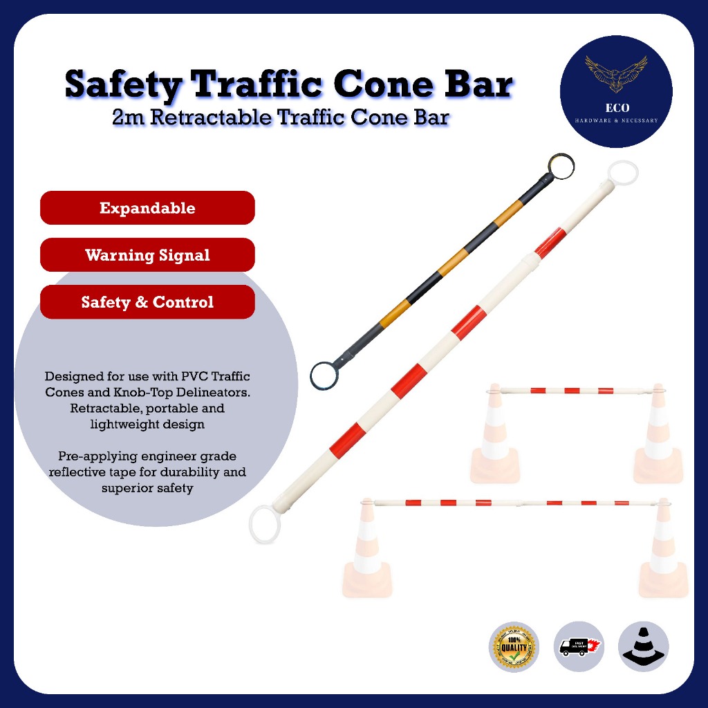 2Meter Retractable Expandable Traffic Cone Bar Safety Cone Pole Bar ...