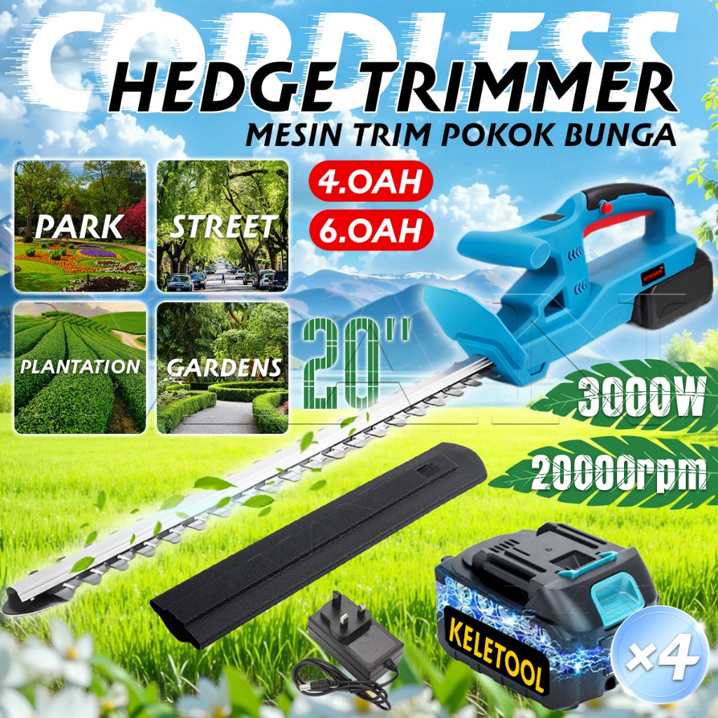 KELETOOL Cordless Shrub Hedge Trimmer Machine Garden Pruning Shear ...