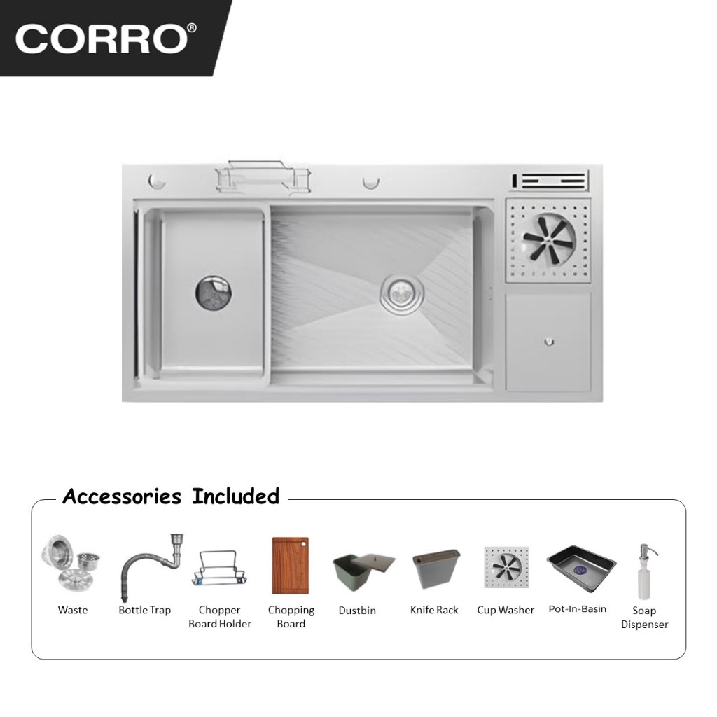 CORRO NANO Honey Comb Handmade Kitchen Single Sink CH 1000500S-230S ...