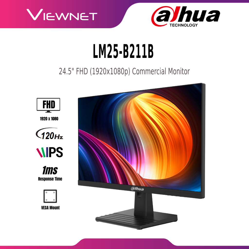 DAHUA 24.5" LM25-B211B FHD (1920×1080 @120HZ) LED IPS PANEL COMMERCIAL LCD MONITOR (1MS, INPUT ...