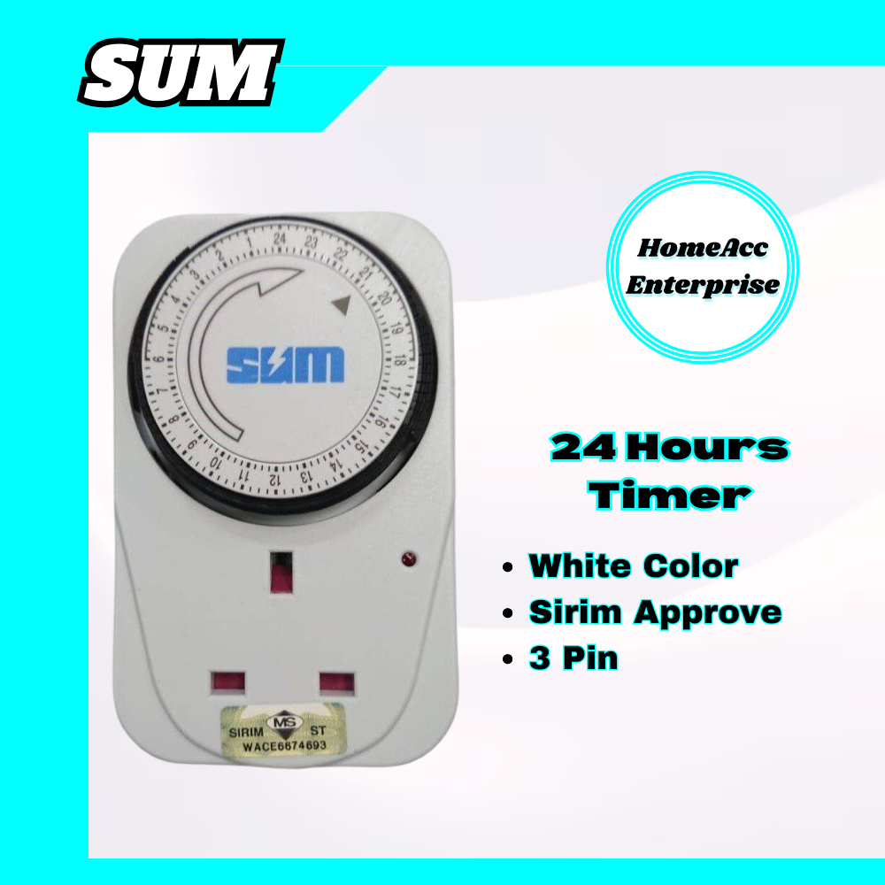 Sum 24 Hours Analog 3 Pin Plug [white] 24 Hours Programme Timer [sirim Approve] Shopee Malaysia