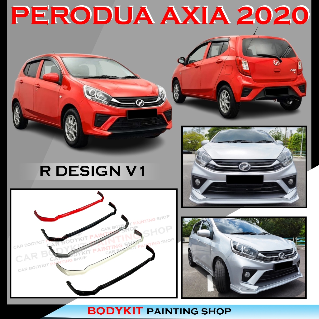 PERODUA AXIA 2020 R DESIGN V1 STYLE FRONT V LIP BUMPER LIP WITH PAINT ...