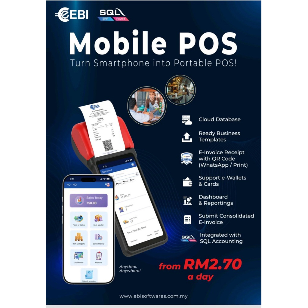 EBI MOBILE POS SYSTEM SOFTWARE WITH IMIN SWIFT 2PRO | Shopee Malaysia